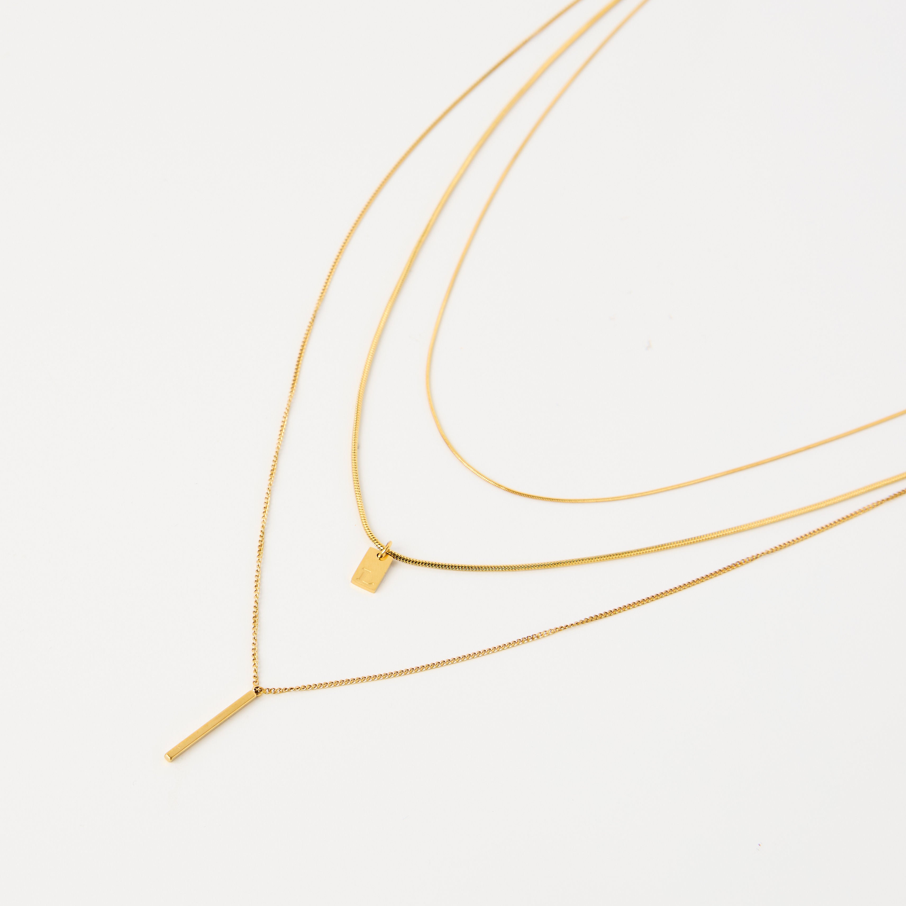 Custom Initial Layered Necklace – 3-in-1 Gold Necklace | Lazee Jewelry